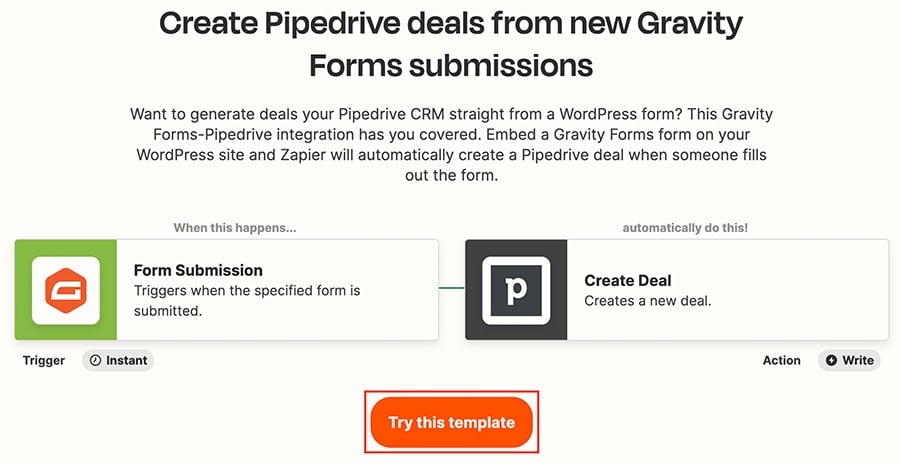 Zapier: creating Pipedrive deals with Gravity Forms - Knowledge Base | Pipedrive